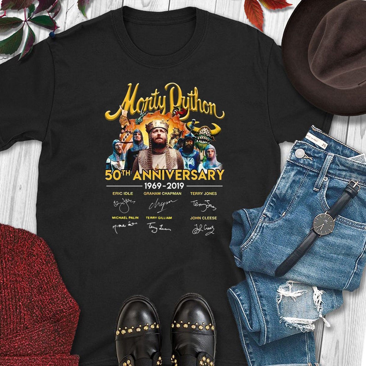 Mens Monty python 50th anniversary 1969-2019 signatures Classic Tee ...