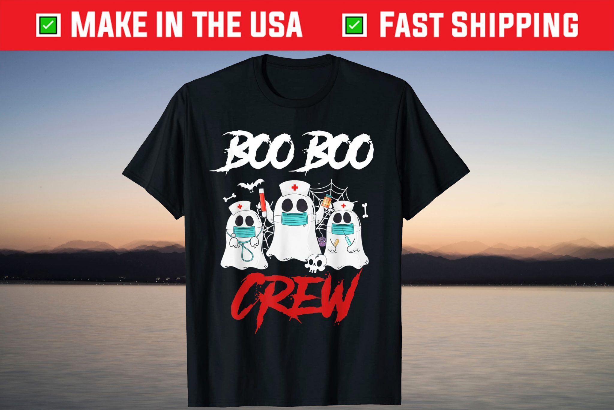 Boo Boo Crew Creepy Nurse Ghost Halloween Costume T-Shirt - Shirts owl