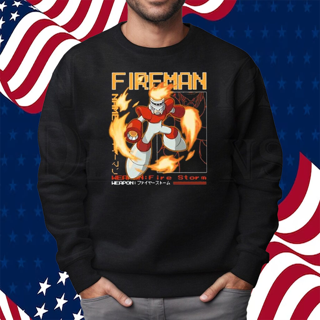 Megaman Capcom Fireman Large Print Shirt