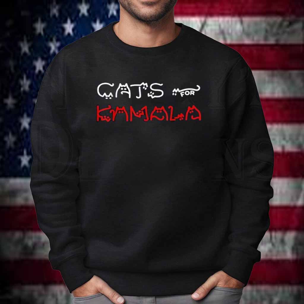 Cat For Kamala Harris Lettering Positive Funny Kamala Harris 2024 T-Shirt