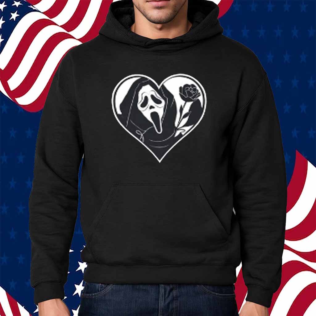 Ghostface Skeleton Scream & Rose In Heart Shirt