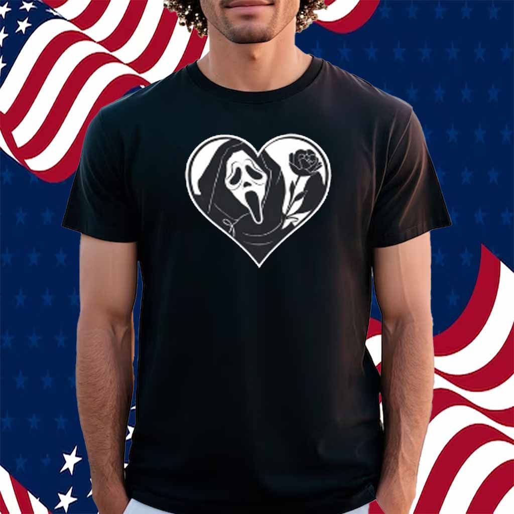 Ghostface Skeleton Scream & Rose In Heart Shirt