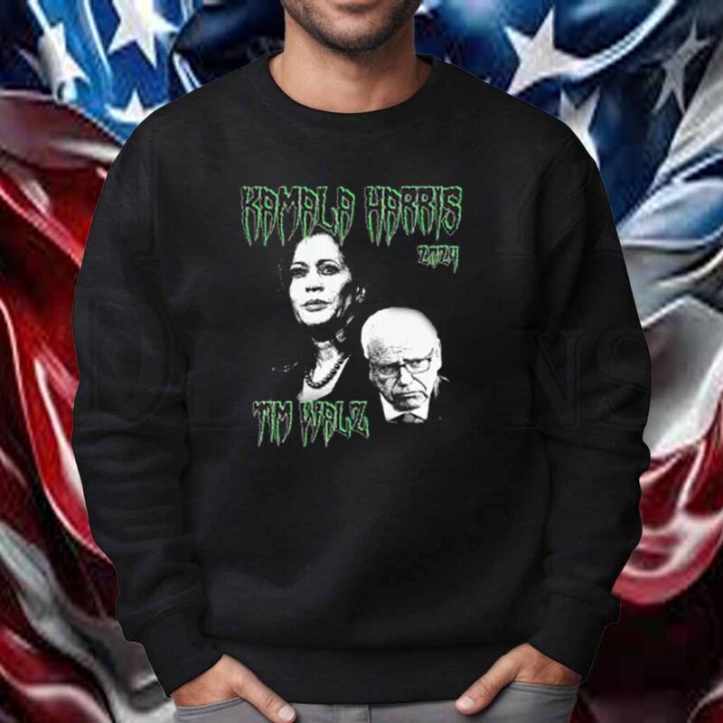 Kamala Harris Tim Walz 2024 President Heavy Metal Streetwear Style T ...
