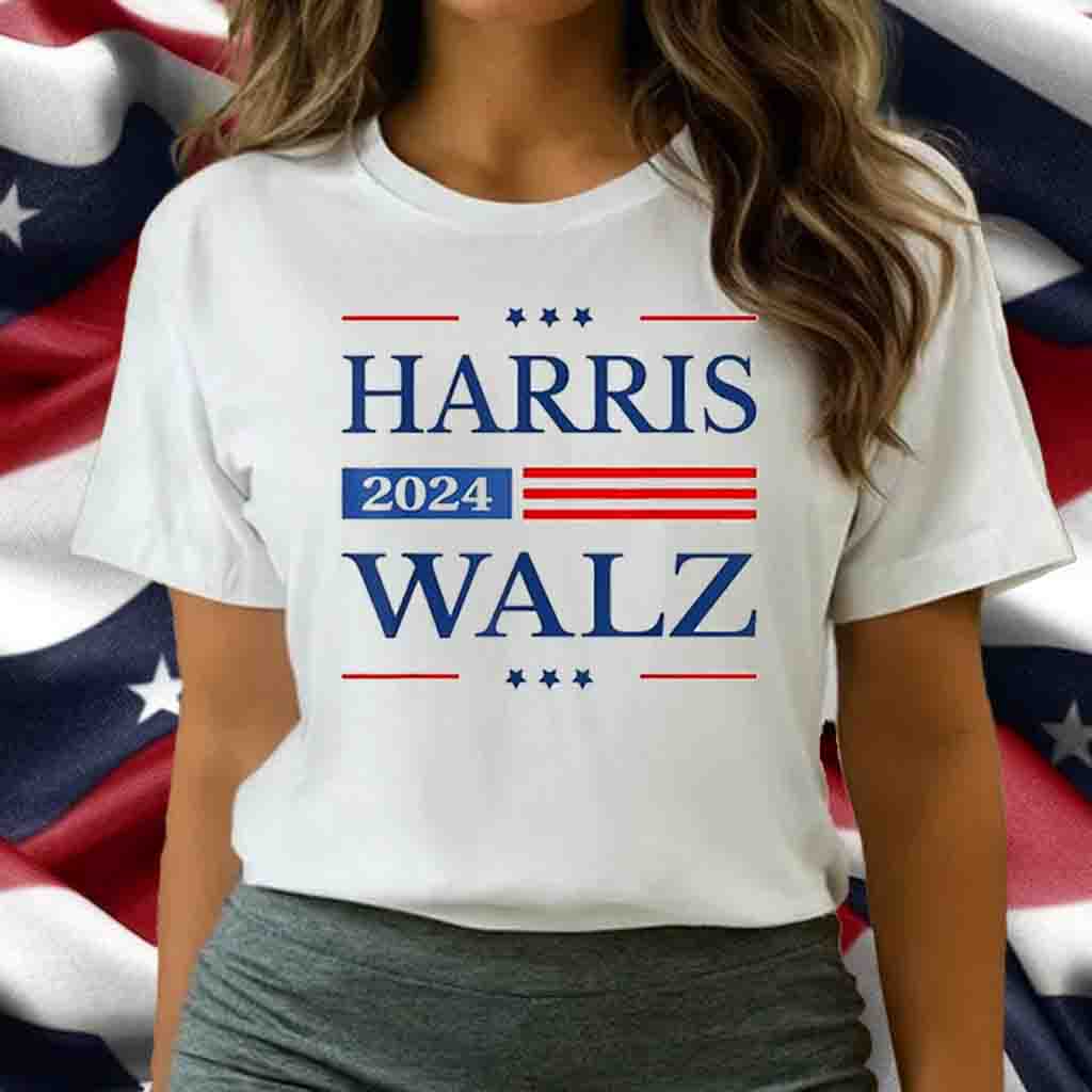Official Harris Walz Kamala Harris 2024 Tim Walz USA Flag T-Shirt ...