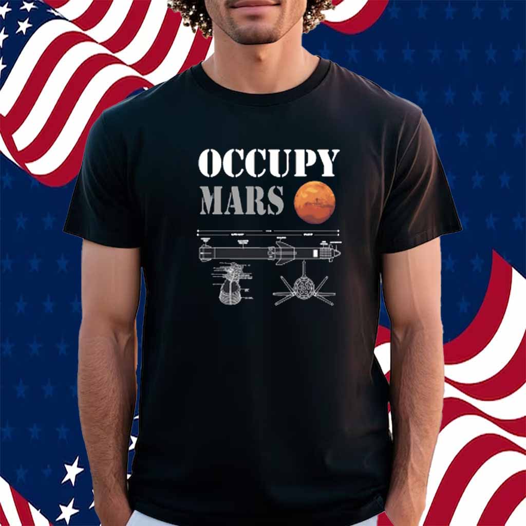 Elon Musk Wearing Occupy Mars Starship Rocket Shirt